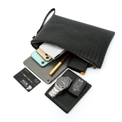 Clutch Bag Men's Woven Large-capacity Soft Leather Handbag Envelope Bag Trendy Business Men's Bag