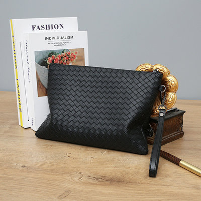 Clutch Bag Men's Woven Large-capacity Soft Leather Handbag Envelope Bag Trendy Business Men's Bag