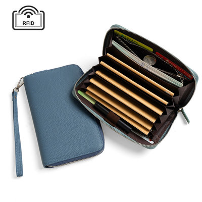 Wallet Long Women's Leather Passport Bag Large-capacity Card Slot Passbook Bag Zipper Account Book Wallet Rfid