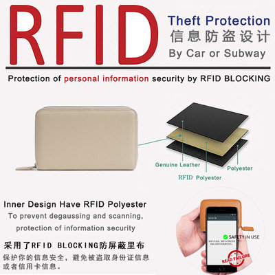 Wallet Long Women's Leather Passport Bag Large-capacity Card Slot Passbook Bag Zipper Account Book Wallet Rfid