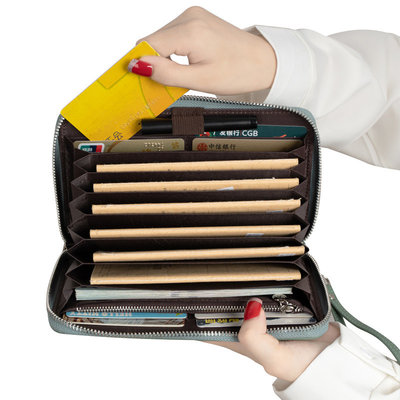 Wallet Long Women's Leather Passport Bag Large-capacity Card Slot Passbook Bag Zipper Account Book Wallet Rfid