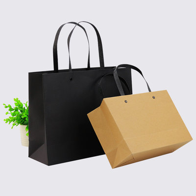 Kraft Nail Paper Bag Logo Clothing Tote Bag Gift Shopping Bag Black Cardboard Bag Corporate Advertising Bag Printing