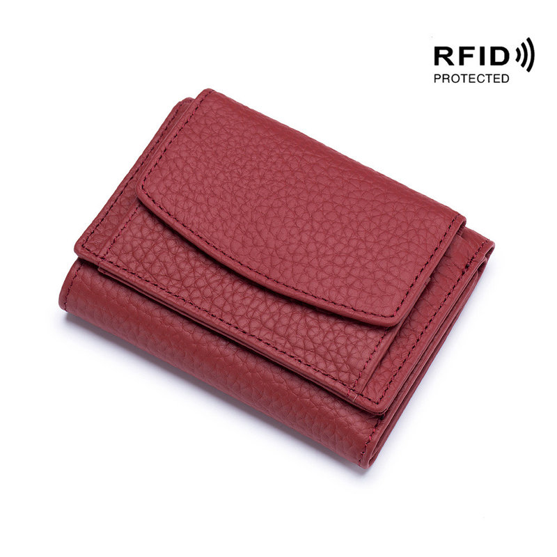Small Wallet Women's Genuine Leather Japanese-style Cloth Rfid Coin Bag Wallet Women's Mini Wallet Short Purse