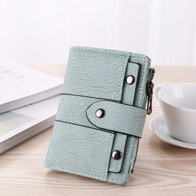 Wallet Spring And Summer Short Retro Matte Ladies Student Three-fold Small Wallet Willow Stud Buckle 2022 New