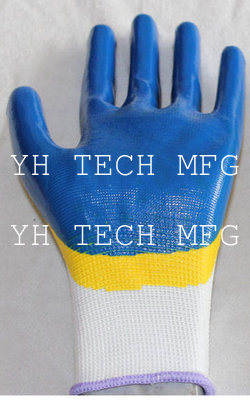 13G polyester glove Nitrile coated,double dip,2 colors,safety gloves,protective work glove,protected glove,coated,dipped