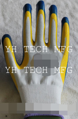 13G polyester glove Nitrile coated,double dip,2 colors,safety gloves,protective work glove,protected glove,coated,dipped