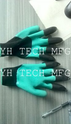 Garden Glove,13G Polyester Gloves Latex Foam Coated Plastic Fingertips,Digging Glove,Work Protected Glove,Coated,Dipped