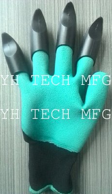 Garden Glove,13G Polyester Gloves Latex Foam Coated Plastic Fingertips,Digging Glove,Work Protected Glove,Coated,Dipped