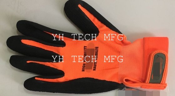 15G nylon glove latex foam with velcro cuff wrist,Work Protected Glove,Coated,Dipped