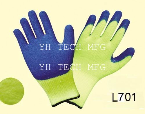 Winter Gloves,7G Acrylic Shell,Terry Loop Brushed Napping Lining Glove Latex Coated,Crinkle Finish