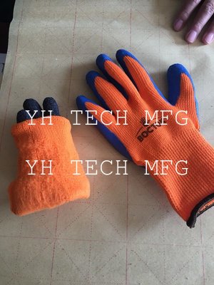 Winter Gloves,7G Acrylic Shell,Terry Loop Brushed Napping Lining Glove Latex Coated,Crinkle Finish