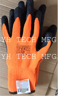 Winter Gloves,7G Acrylic Shell,Terry Loop Brushed Napping Lining Glove Latex Coated,Crinkle Finish