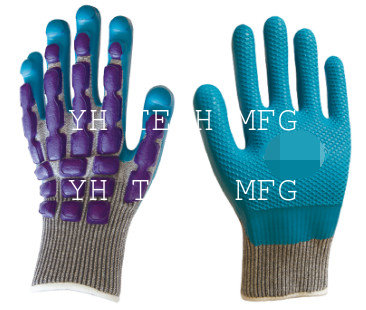 Anti-Impact 7 Gauge T/C Shell Glove With Latex Dots,Fingerip Reinforced