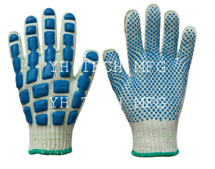 Anti-Impact 7 Gauge T/C Shell Glove With Latex Dots,Fingerip Reinforced