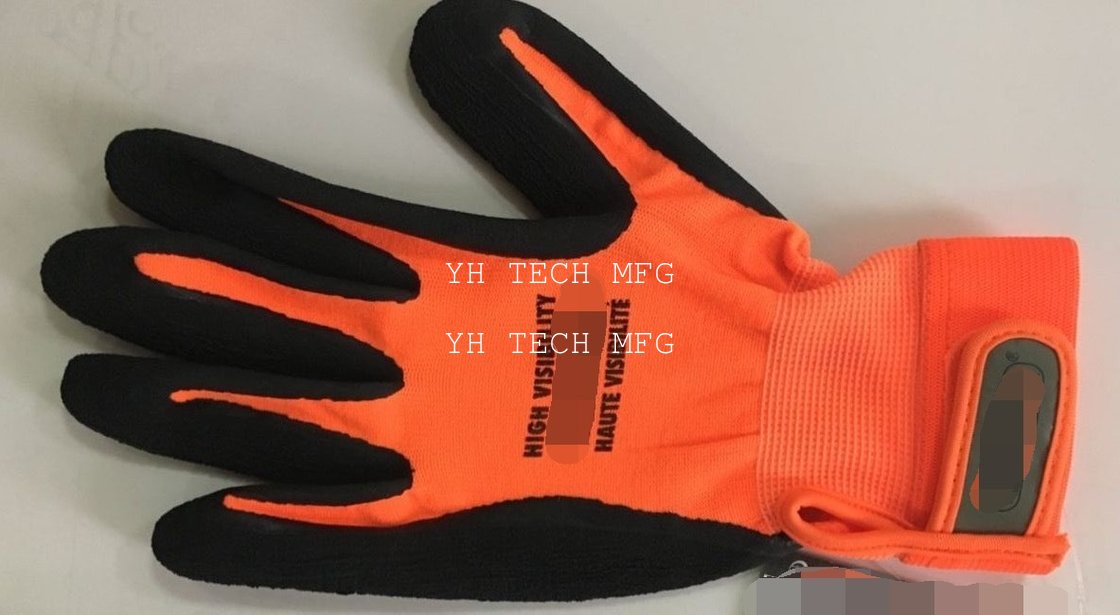 15G nylon glove latex foam with velcro cuff wrist,Work Protected Glove,Coated,Dipped