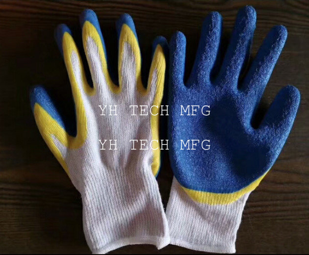 10G Cotton Gloves With Latex Double Coated Crinkle,Protective Work Glove,Gloves,Protected Glove,Coated,Dipped