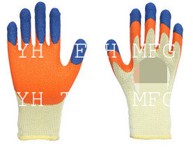 10G Cotton Gloves With Latex Coated Crinkle,Finger Double Dipped,Protective Work Glove,Protected Glove,Coated,Dipped