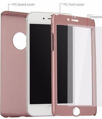 Ultra thin plastic phone case 360 degree full cover cases for iphone 6 6s with tempered glass