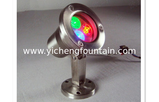 Stainless Steel Waterproof Underwater Fountain Lights IP68 3 X 1W RGB Stand Type supplier