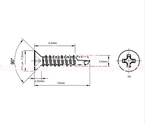 White Zinc plated Counersunk Self drilling screw  in C1022a material