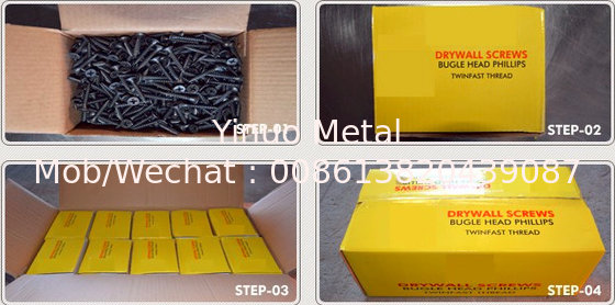 Top quality C1022A black self tapping gypsum screw coarse thread Drywall Screw 6x25