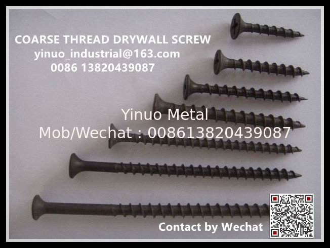 Top quality C1022A black self tapping gypsum screw coarse thread Drywall Screw 6x25