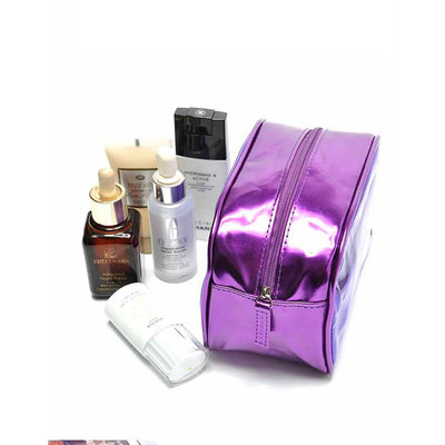 Travel cosmetic bag, made of polyester and PVC, foldable with many pockets,OEM welcomed