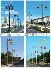 China 6M double arm Q235 Embossed decorative  8m street lighting pole with aluminum base supplier