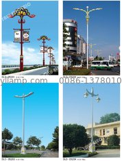 China Q235 double arm Embossed Scenic area decorative 7m solar street light pole with aluminum base supplier