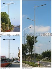 China Galvanization Outdoor steel car park vertical double arm black 12 meter octangle light pole with LED lamp supplier