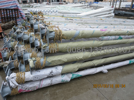 Galvanized garden Steel main street lamp pole with cross arm two LED floodlights supplier