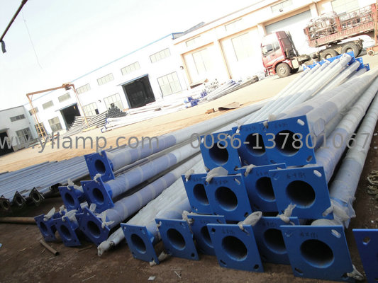 Galvanization Outdoor steel car park vertical double arm black 12 meter octangle light pole with LED lamp supplier