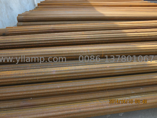 6M double arm Q235 Embossed decorative  8m street lighting pole with aluminum base supplier