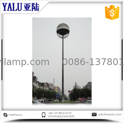 Q235 Basketball stadium outdoor hexagonal galvanized 200W LED 25M High Mast Light Pole with ladders supplier