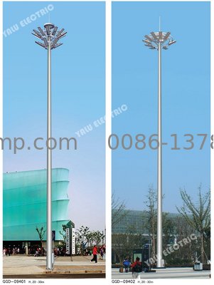 Outdoor Airport galvanized pwoder srpaying 30M 12PCS 180W LED High Mast Pole with Lifting System supplier