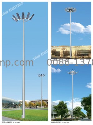 50M Cricket Ground galvanized painting 1000W LED high mast lamp steel pole with double winch auto-lifting system supplier