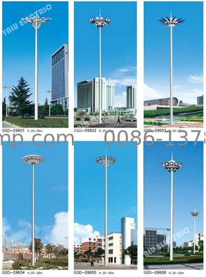 35M Q235 steel Galvanized Hexagonal decorative outdoor high mast pole for Plaza Lighting with double Winch supplier