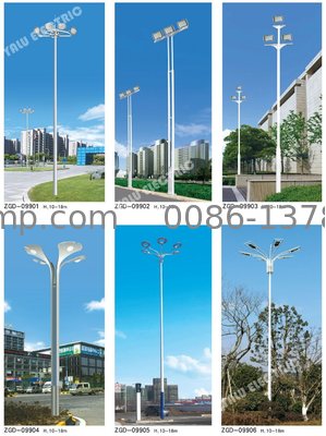 18meters Q235 galvanized polygon auto lift street high mast lighting pole with LED lights supplier