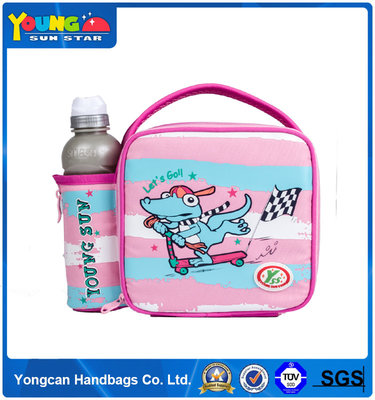 Factory directly supply Dongguan YoungSunStar Pink dinosaur insulated lunch coolor bag for school girls 26 23 10