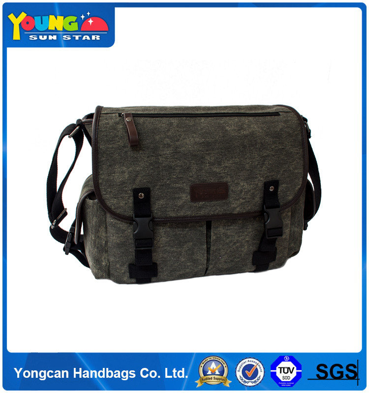 Koren fashion Army green Mens Canvas Laptop Book School Single Strap Messager Shoulder Bag china wholesale
