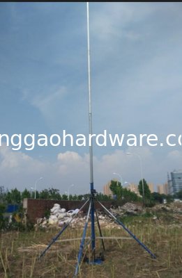 video telescoping equipment 9m high hand pull-up mast hard 6063 aluminum alloy with wireless control pan-head