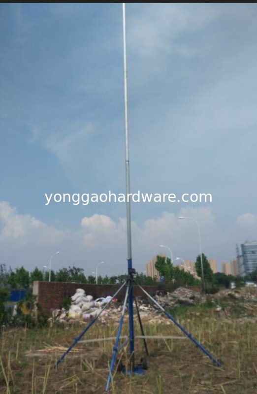 video telescoping equipment 9m high hand pull-up mast hard 6063 aluminum alloy with wireless control pan-head