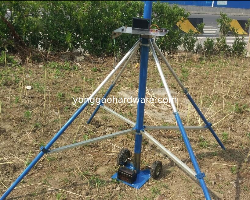 9m high telescopic aerial photography mast hand push-up mast hard 6063 aluminum alloy with wireless control pan tilt