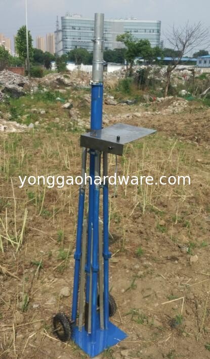 sport videoing trolley based portable 3--12 m telescopic aerial photography mast hand pull mast with self battery power