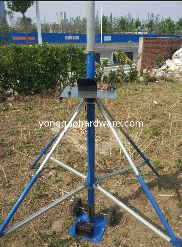self power supply LCD screen display 9m telescopic mast aerial photography equipment hard 6063 2mm thickness tube