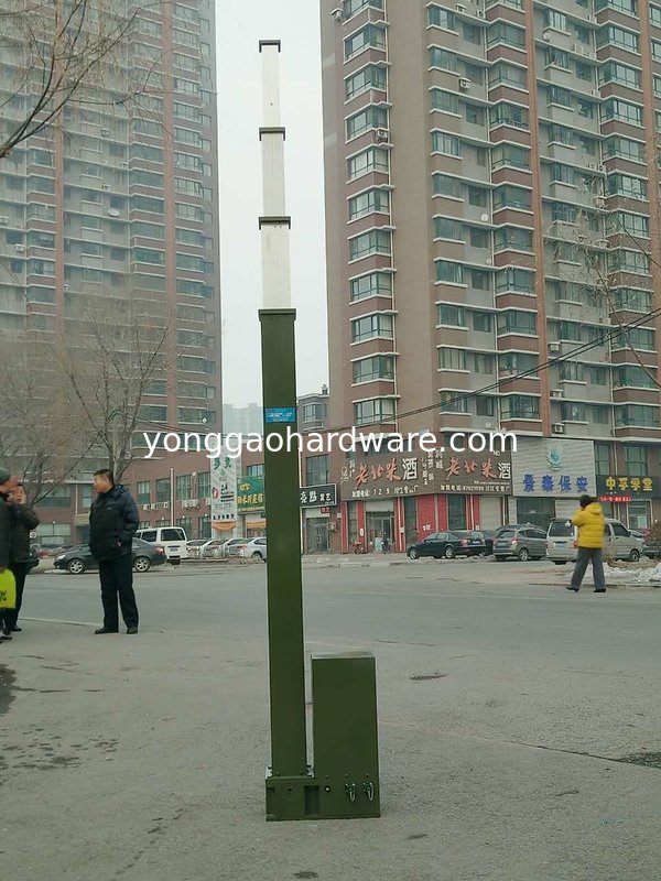 hand crank 6--18m telescopic antenna towers and lightweight antenna mast 2mm wall 6063 aluminum with tripod stand