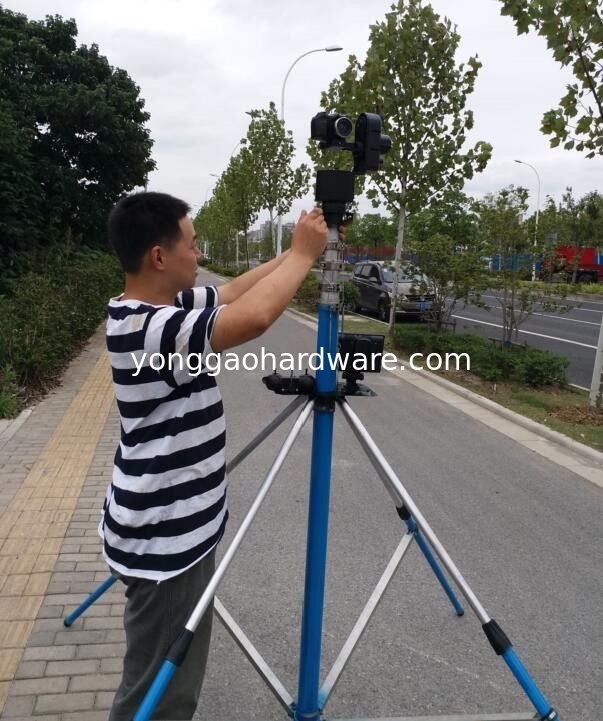 3--12m high telescopic aerial photography mast hand pull-up mast video pole system with trolley base and self power