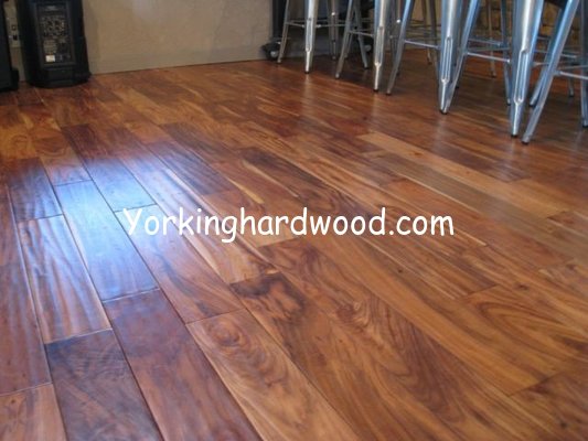 UV finished Acacia hand scraped solid wood flooring