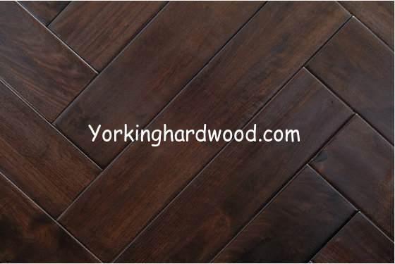 acacia walnut hand scraped herringbone flooring