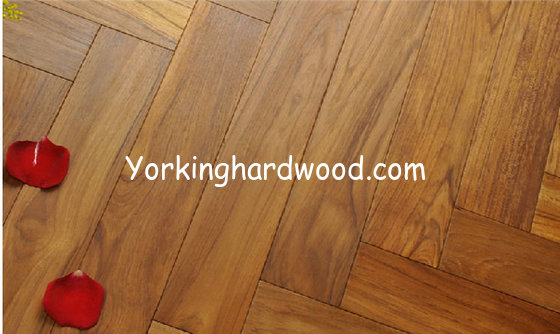 wax oiled massive parquet wood flooring - teak